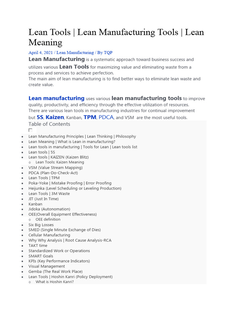 Lean 2 | PDF | Lean Manufacturing | Performance Indicator