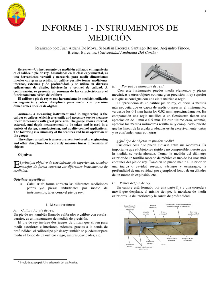 Instrumentos de Medición - Informe 1 | PDF