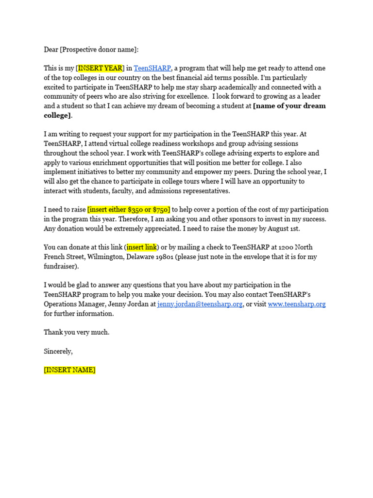 Sample Harambee Fundraising Letter | PDF