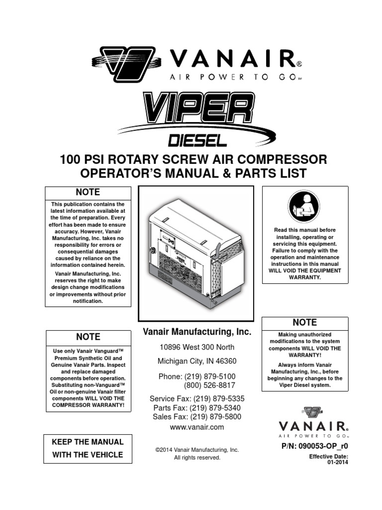 Viper Diesel 100 PSI Operators Manual | PDF