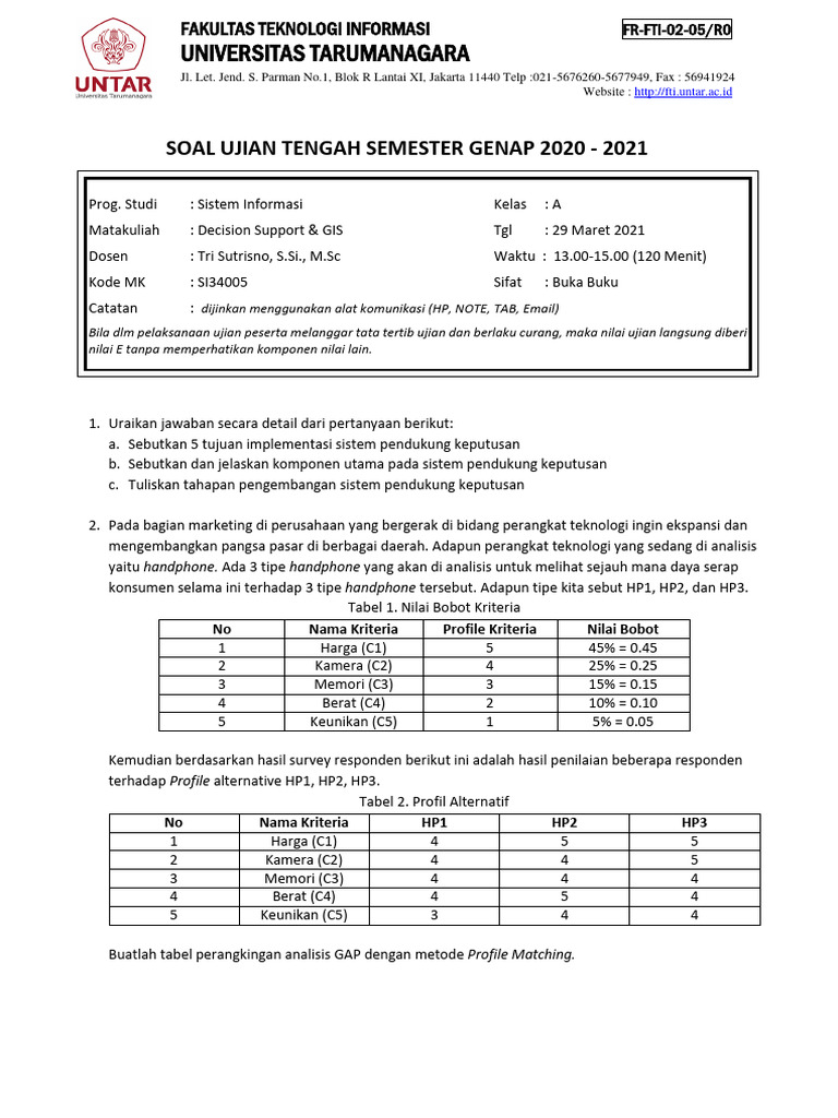 Soal Uts Genap 2020-2021 | PDF