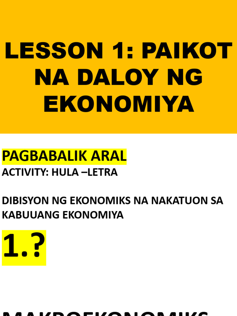 Lesson 1 Paikot Na Daloy Ng Ekonomiya | PDF