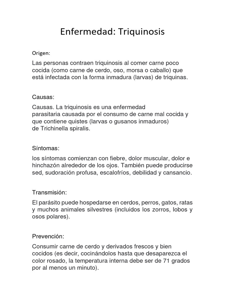 Enfermedad de La Triquinosis | PDF