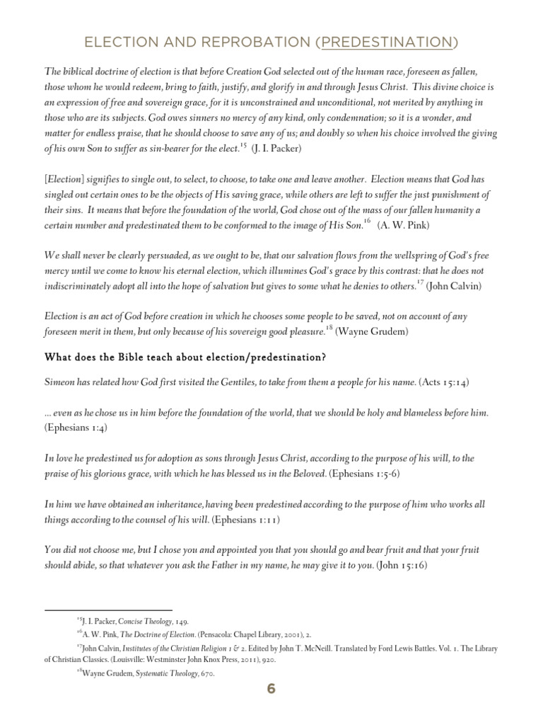 Election and Reprobation (Predestination) : (J. I. Packer) | PDF