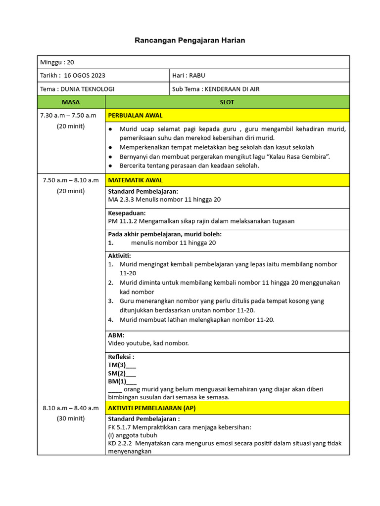 RPH M20- Kenderaan Di Air 2023 rabu dan khamis.docx - Google Docs | PDF