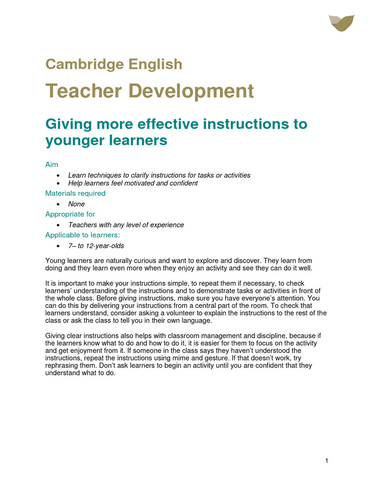 Be More Confident Using English in Class W4e1 1 Giving Instructions ...