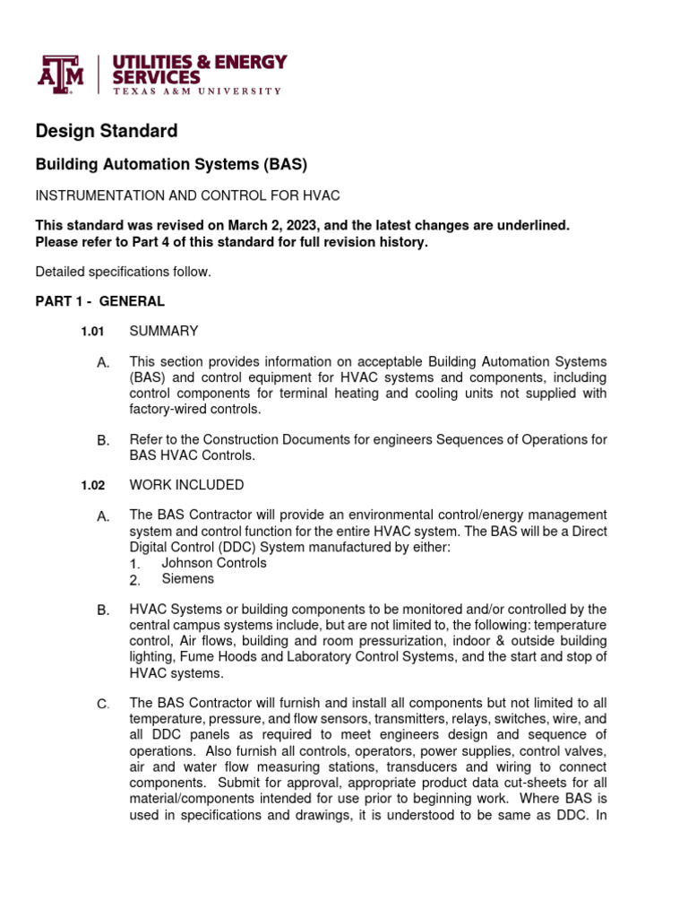 BAS Design Standards for HVAC Systems | PDF | Computer Network ...