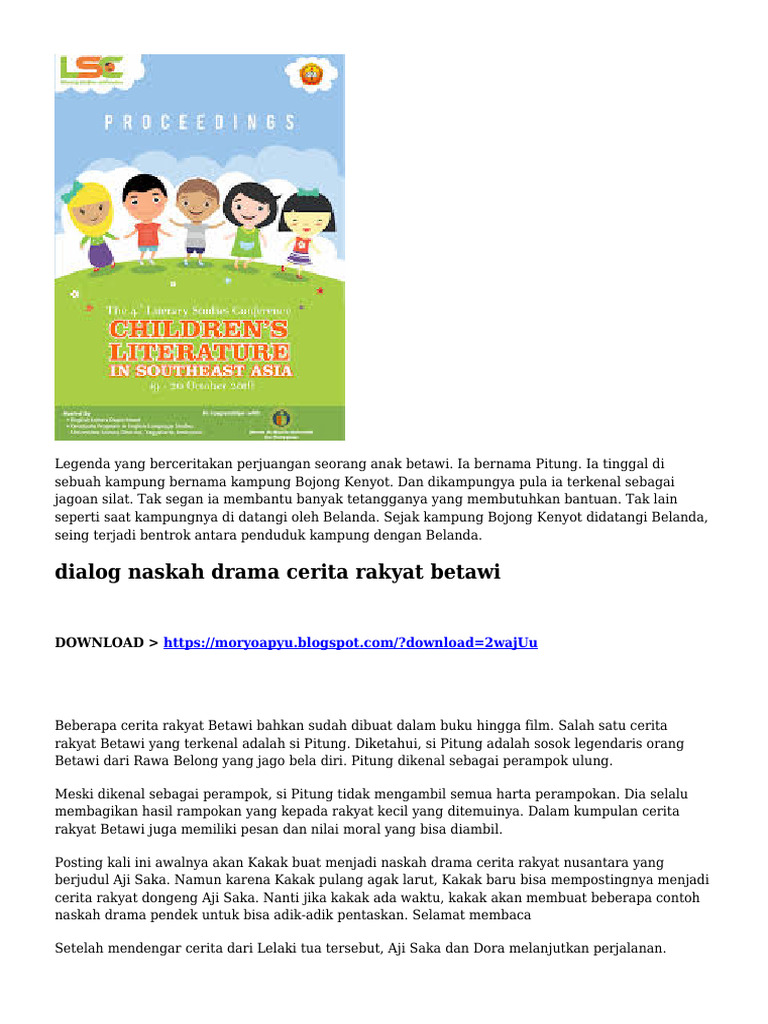 Dialog Naskah Drama Cerita Rakyat Betawi: Download | PDF