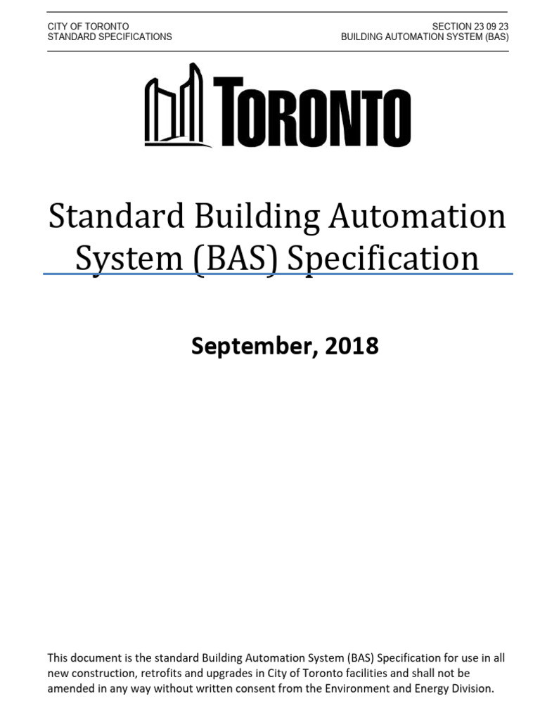 9740 Standard Building Automation System BAS Specification For City ...