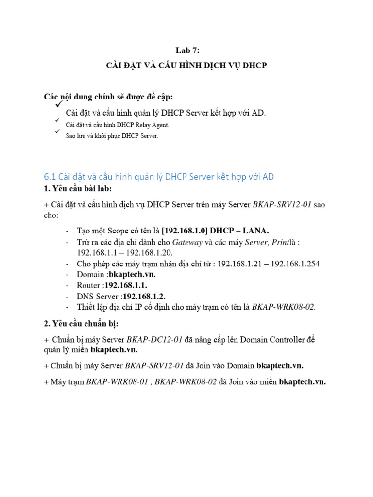 7. Lab 7_Implementing DHCP | PDF