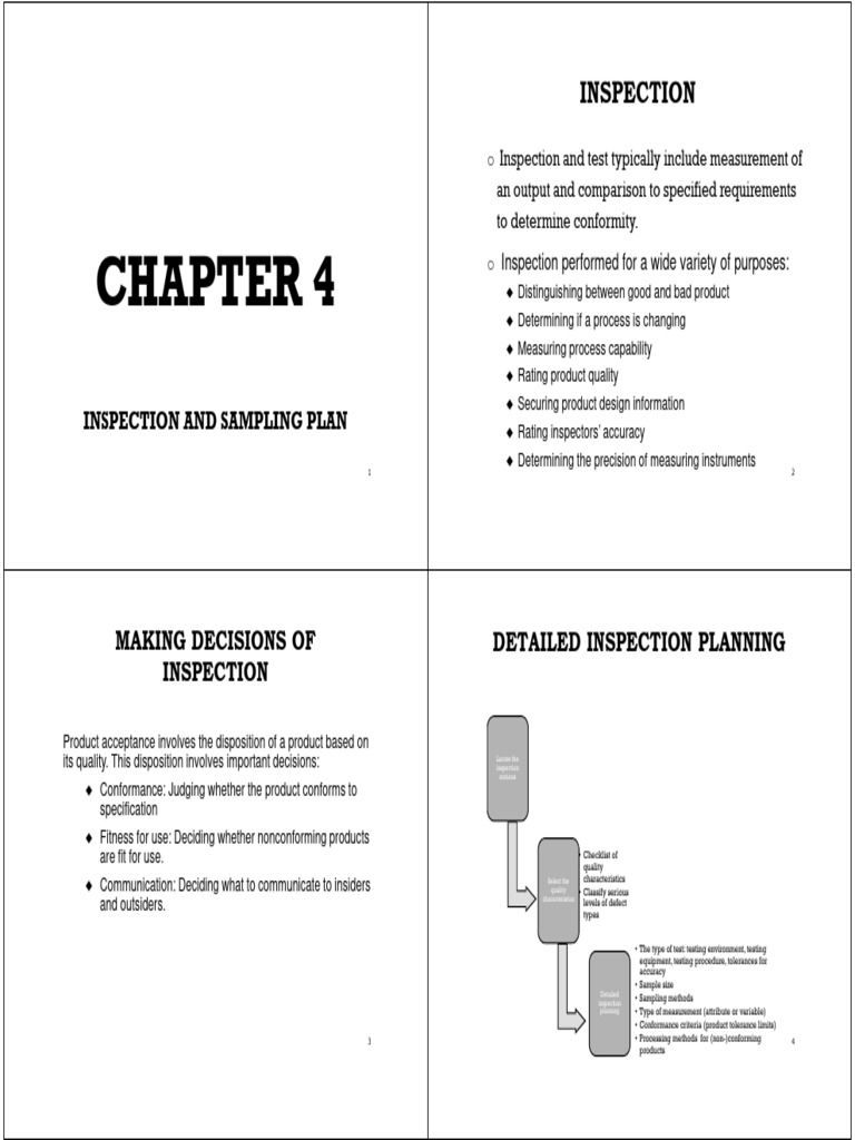 Chapter 4 - Inspection and Sampling Plans | PDF