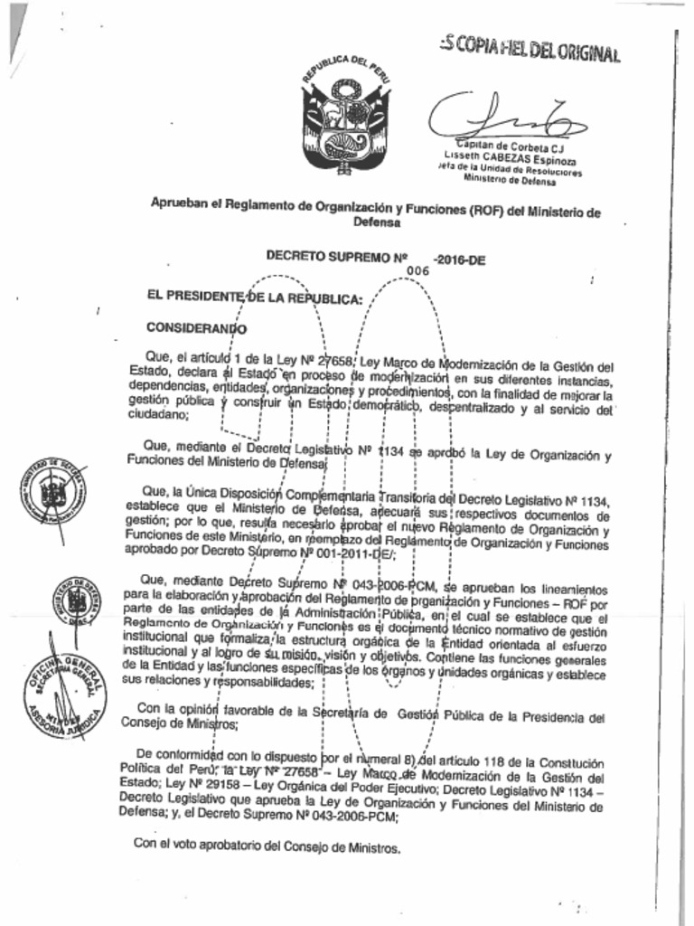 Decreto Supremo N 006-2016-De | PDF