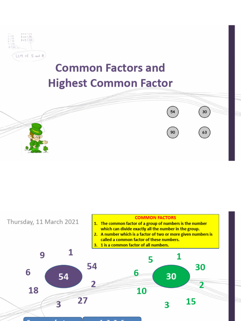 Common Factors and Highest Common Factors (HCF) | PDF | Multiplication ...