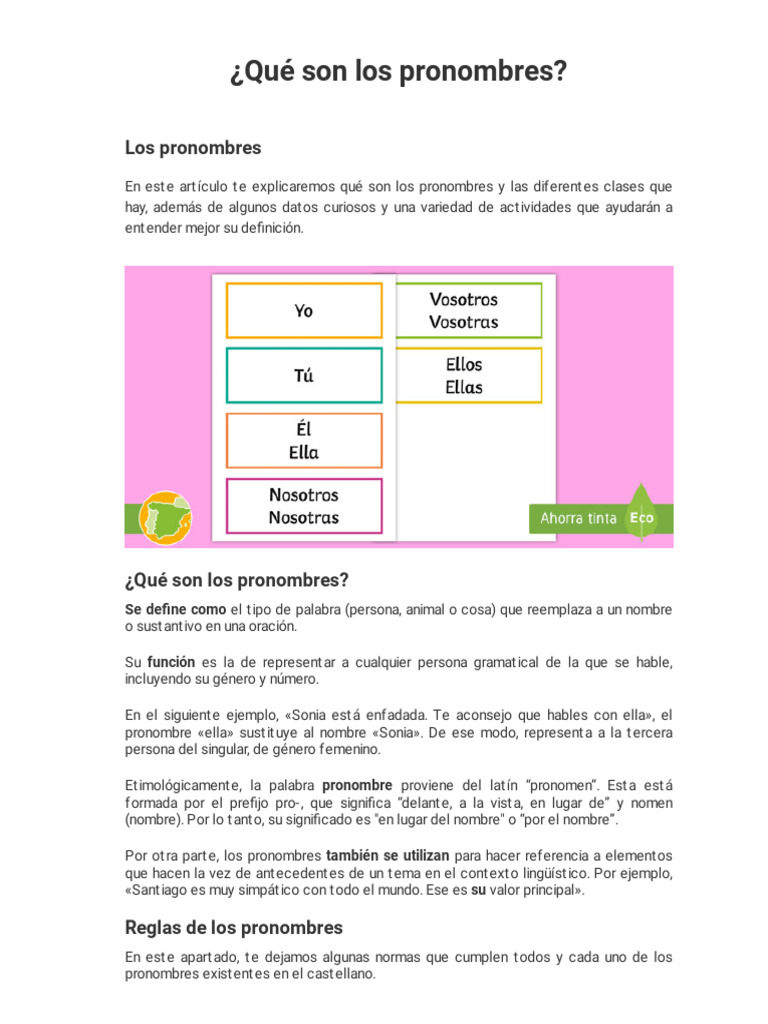 Los Pronombres - Twinkl | PDF