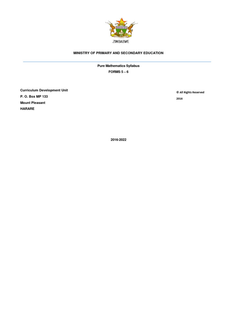 Pure Syllabus FORMS 5 - 6 | Download Free PDF | Function (Mathematics ...
