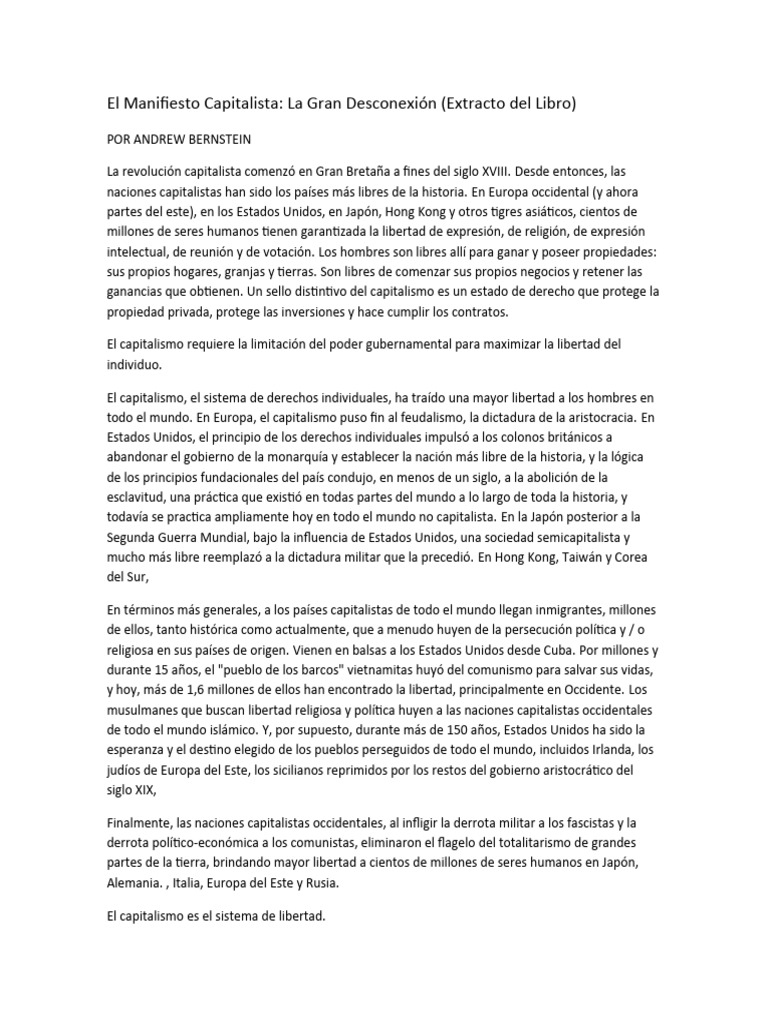 El Manifiesto Capitalista. La Gran Desconexión (Extracto Del Libro) | PDF