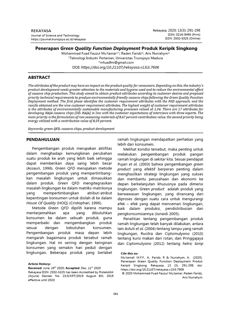 Penerapan Green Quality Function Deployment Produk | PDF | Bisnis