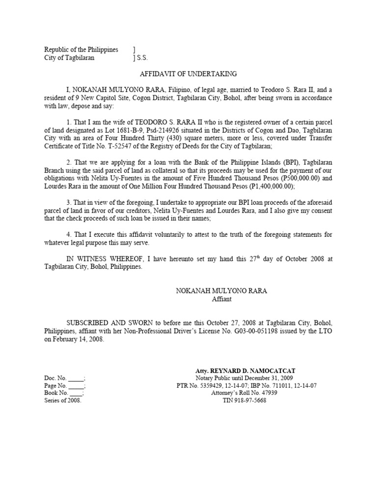 Undertaking - Bank Loan | PDF