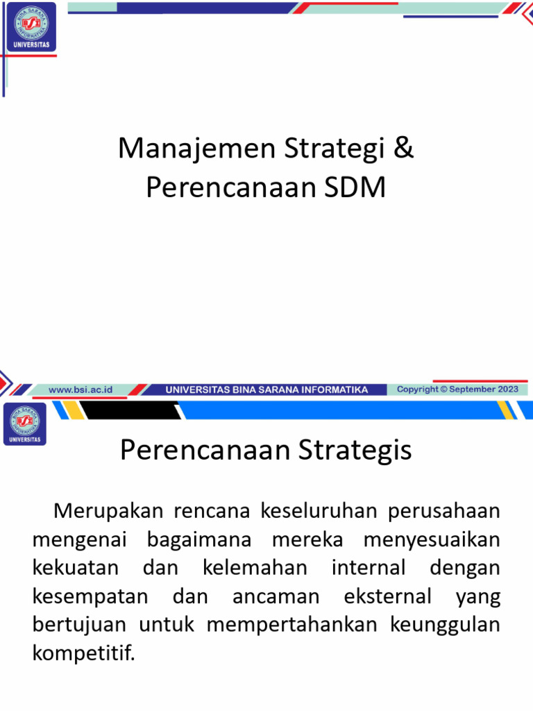 Manajemen Strategi & Perencanaan SDM | PDF