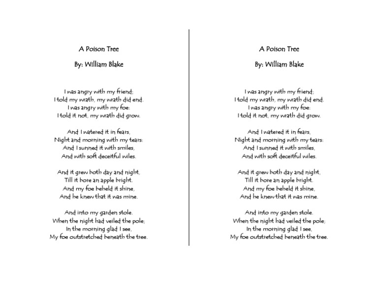 William Blake's A Poison Tree Analysis | PDF | Law | Mystery, Thriller ...
