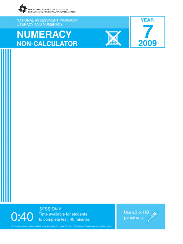 NAPLAN 2009 Final Test Numeracy Year 7 NON-CALC | PDF