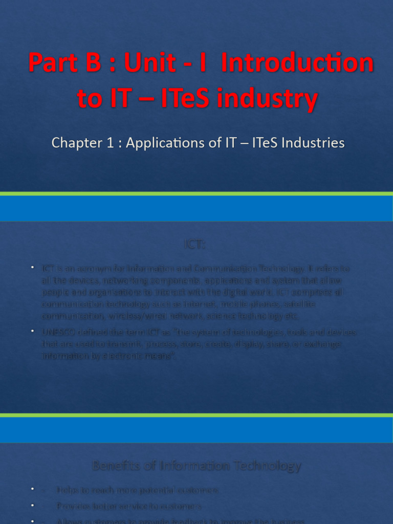 Grade 9 - Introduction To IT - ITeS Industries (CH 1) | Download Free ...