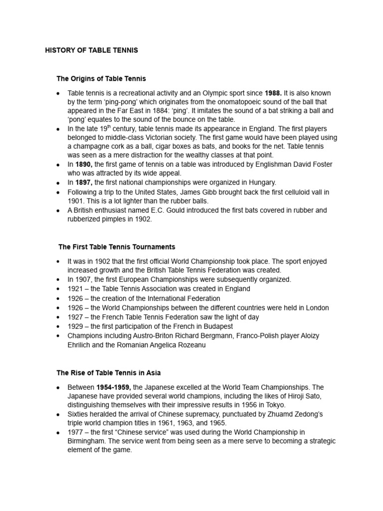 PE 3 TABLE TENNIS (History, Supplies, and Equipments) | PDF