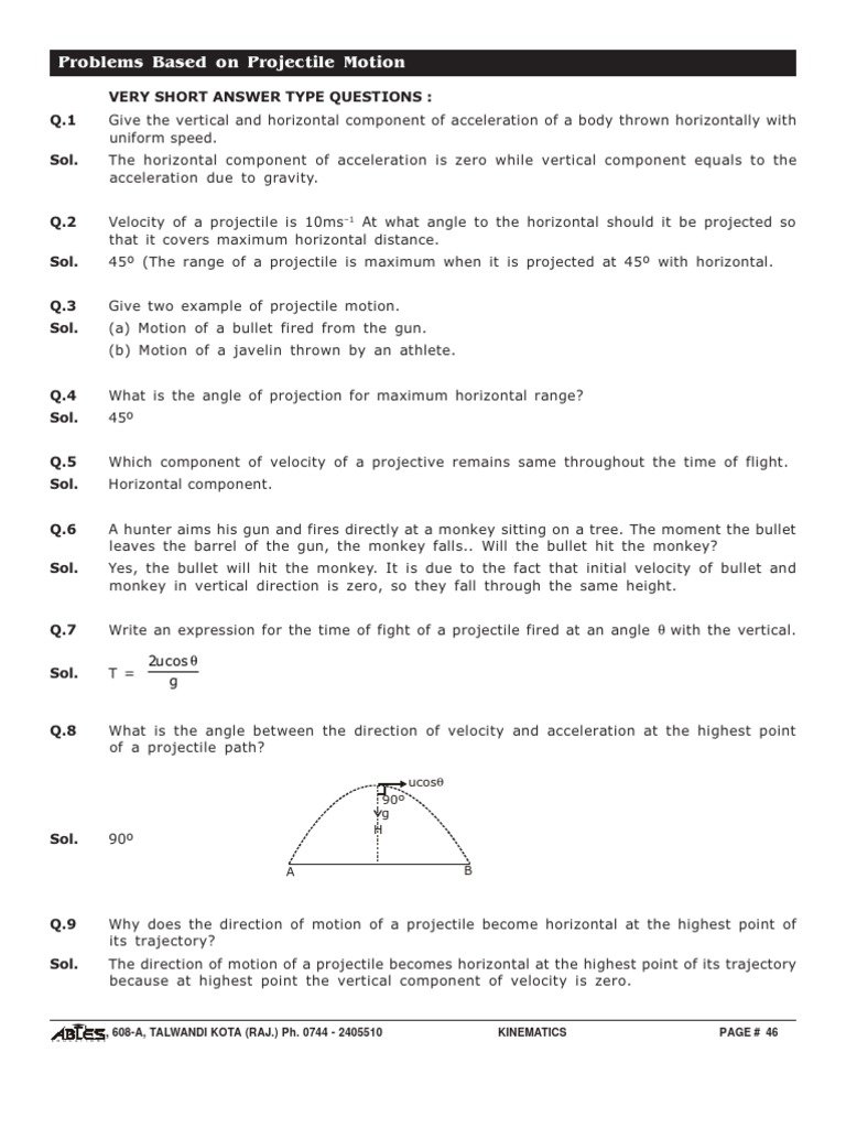 Projectile Motion Problem Set | PDF | Trajectory | Acceleration
