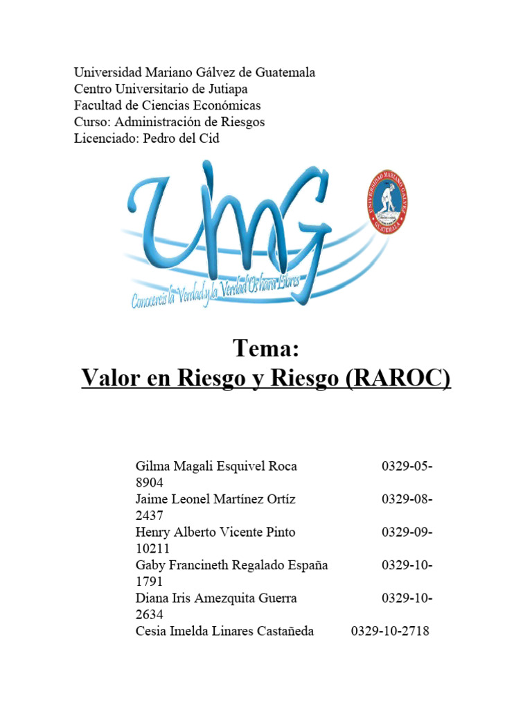 Trabajo Valor de Riesgo Raroc | PDF | Finanzas y dinero | Tecnología