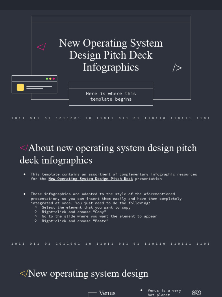 New Operating System Design Pitch Deck Infographics by Slidesgo | PDF
