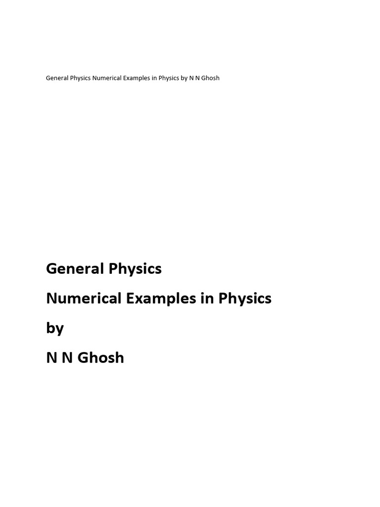 Numerical Examples in Physics Part 1 General Physics - Compress | PDF