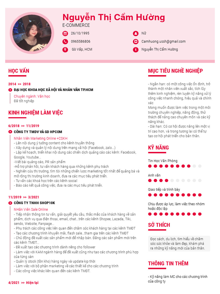 Nguyen Thi Cam Huong CV XIN VIỆC | PDF