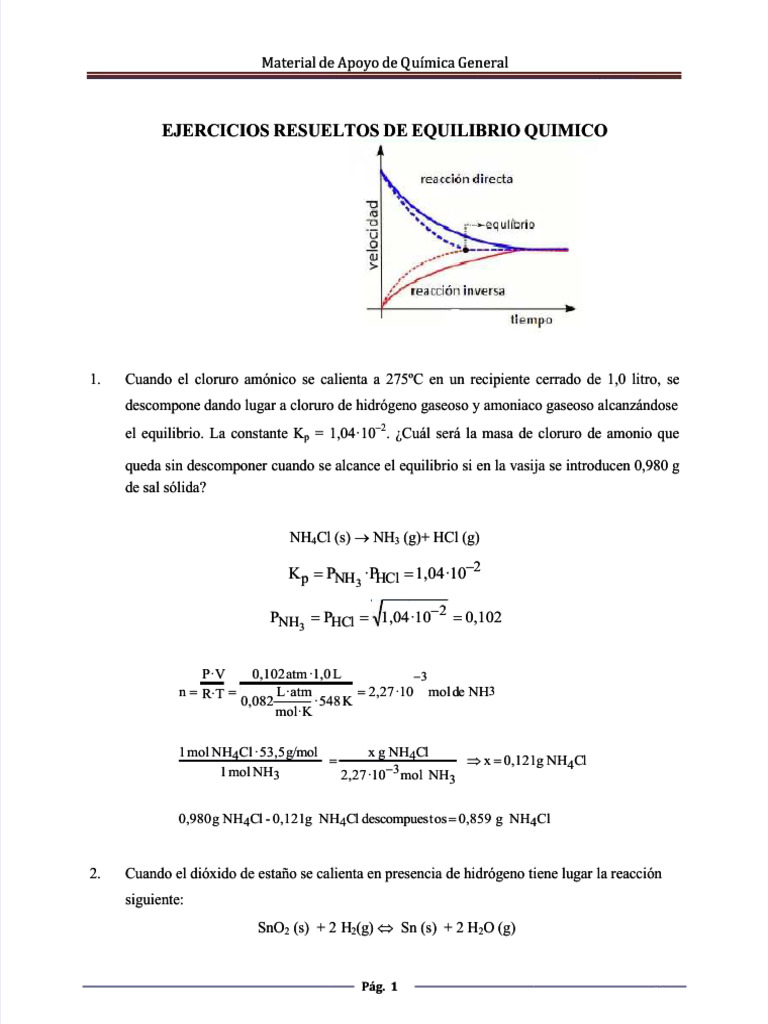 Ejercicios Resueltos de Equilibrio Químico | PDF