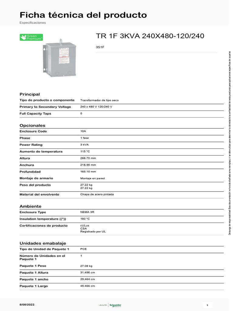 Transformador eléctrico de propósitos generales_3S1F | PDF