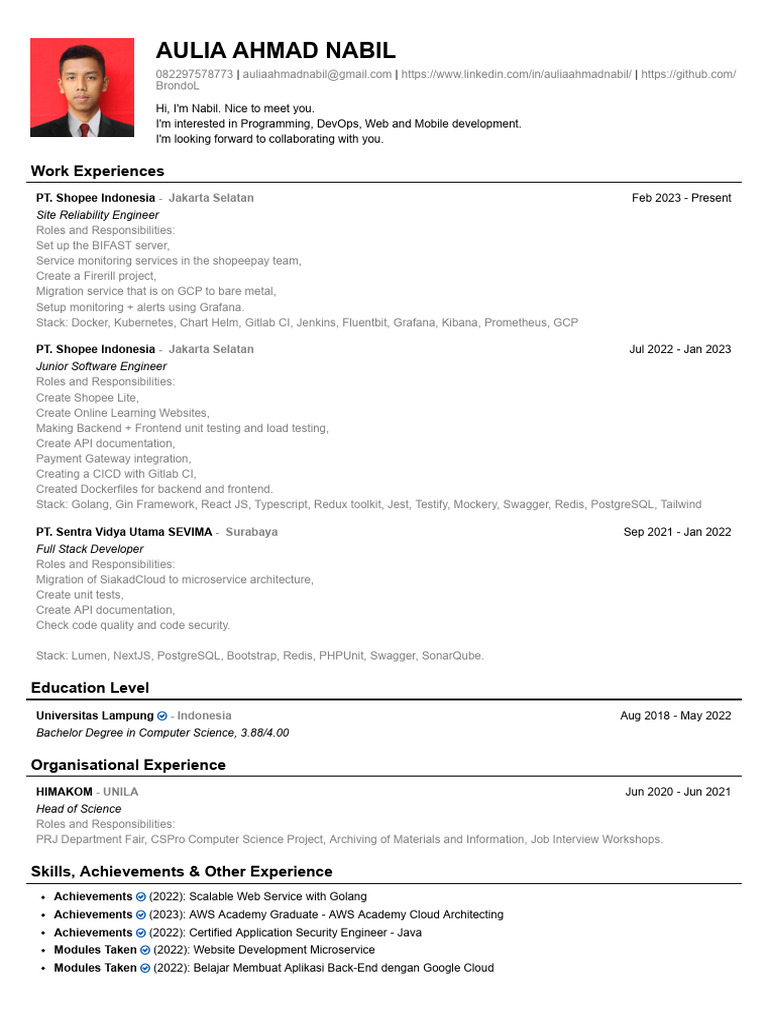 Aulia Ahmad Nabil-resume | PDF