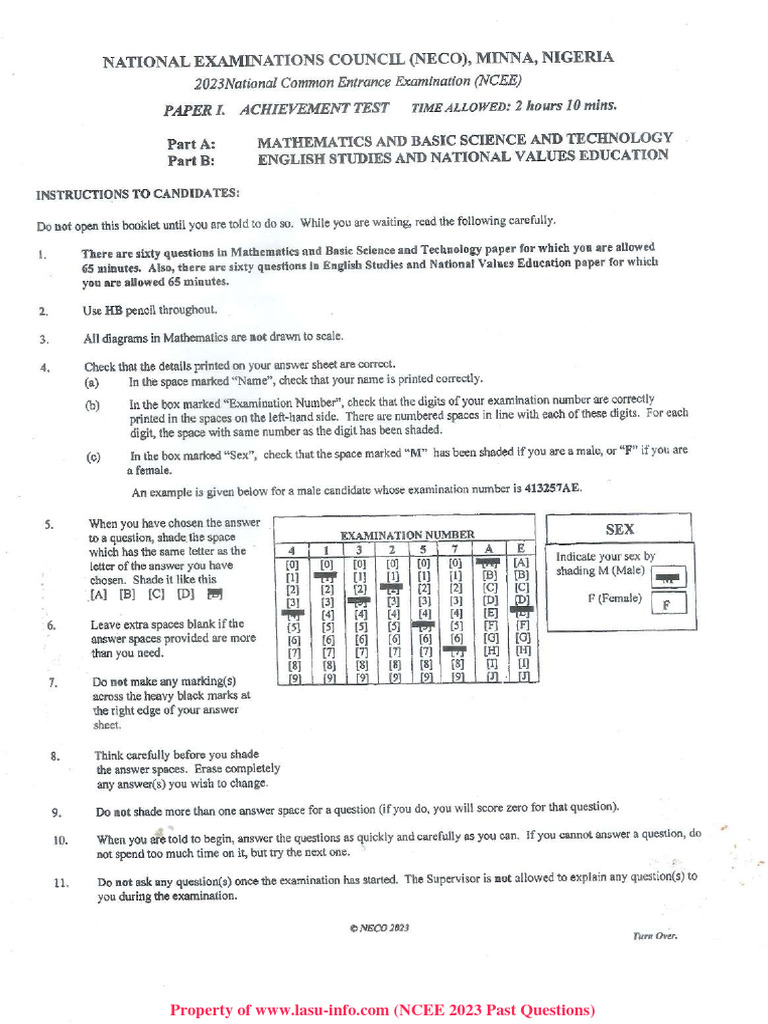 2023 NCEE Paper 1 Sample Question | PDF | Sports & Recreation