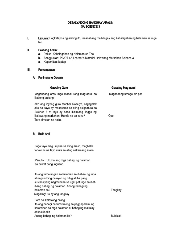Detalyadong Banghay Aralin | PDF
