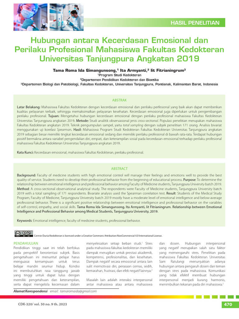Hubungan Antara Kecerdasan Emosional Dan Perilaku Profesional Mahasiswa ... Hubungan Antara Kecerdasan Emosional Dan Perilaku Profesional Mahasiswa ...