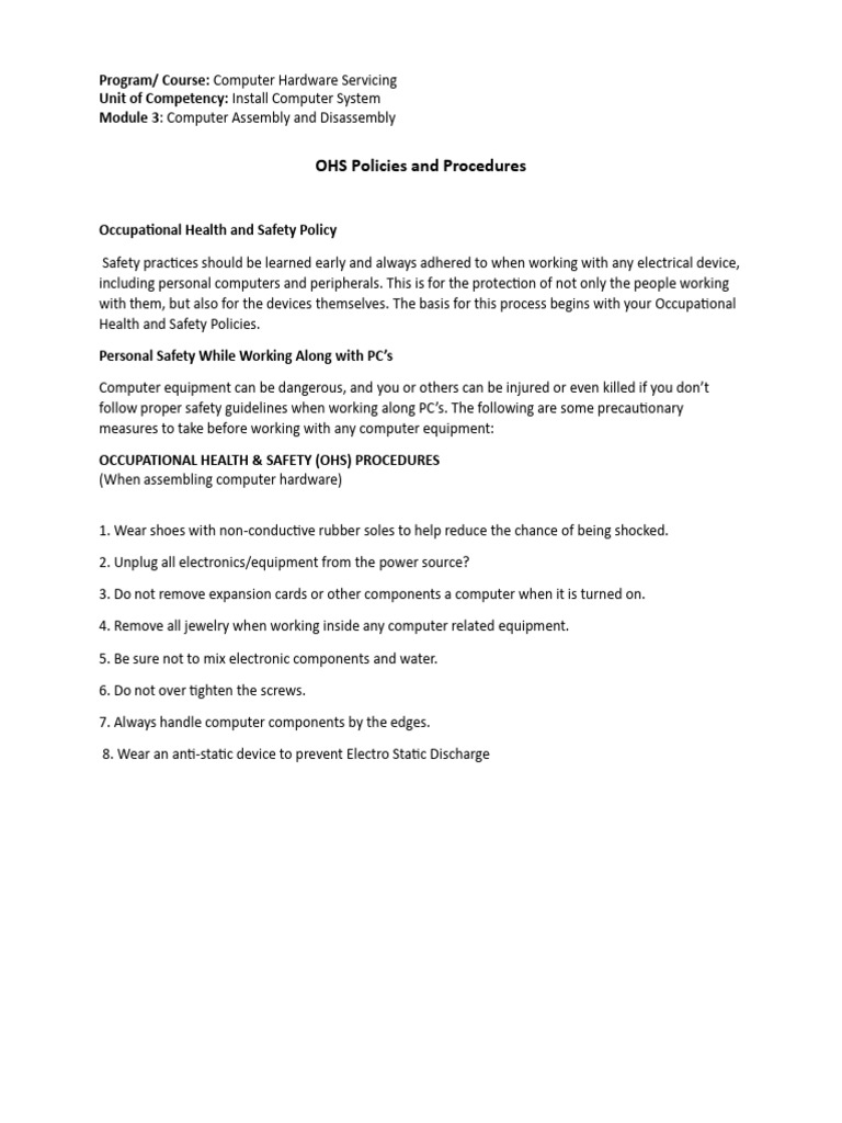Module 3 Computer Assembly ND Disassembly | Download Free PDF ...