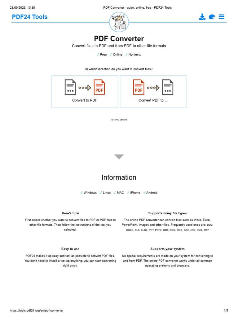 PDF Converter - Quick, Online, Free - PDF24 Tools | PDF | Microsoft ...