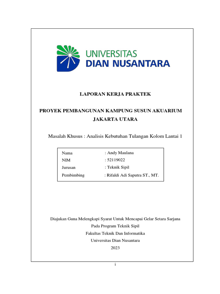 Contoh Laporan Kerja Praktek Undira | PDF