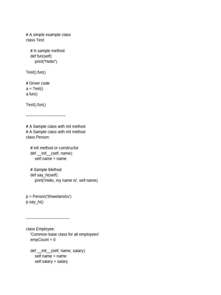 Python Class Objects Code Download Free Pdf Method Computer Programming Inheritance 6949