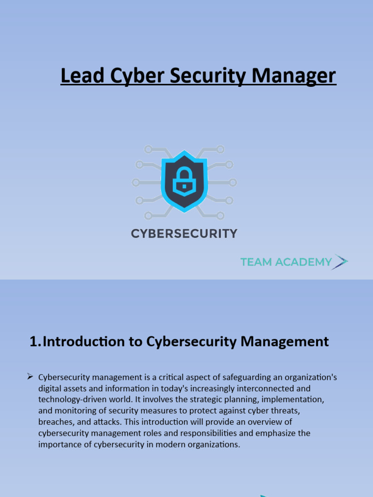 Lead Cyber Security Manager | PDF | Business | Finance & Money Management