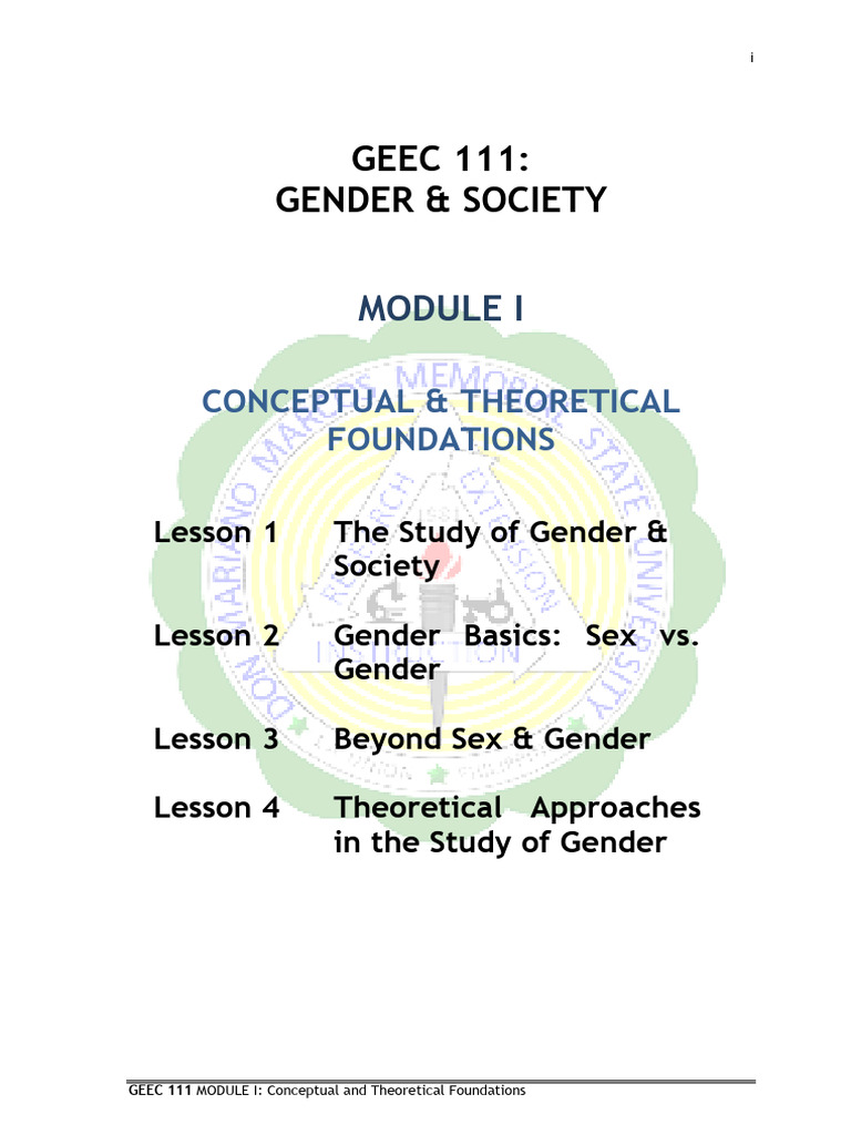 GEEC 111. Module 1 | PDF | Gender | Gender Studies
