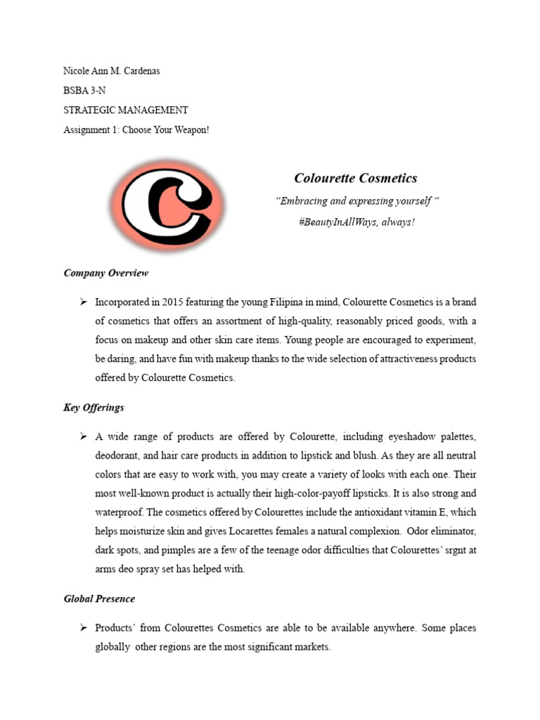 Colourette Cosmetics: Brand Overview & Strategy | PDF
