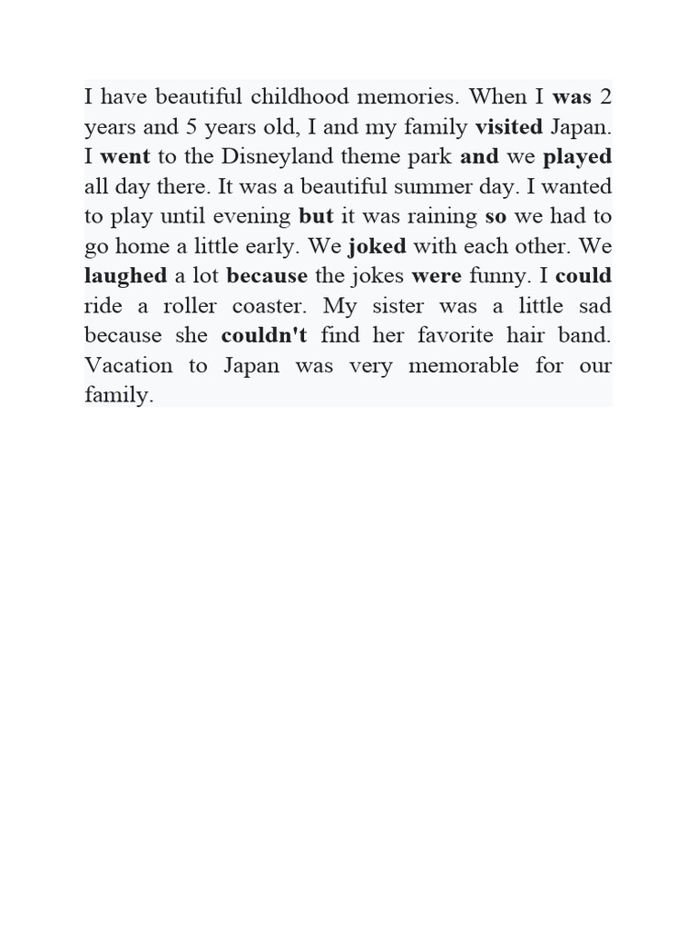 My Childhood Memories (Past Tenses) | PDF