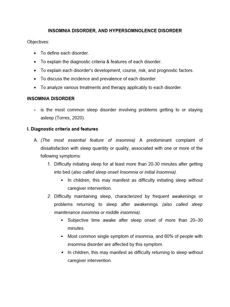 Insomnia and Hypersomnolence | PDF | Insomnia | Sleep Disorder