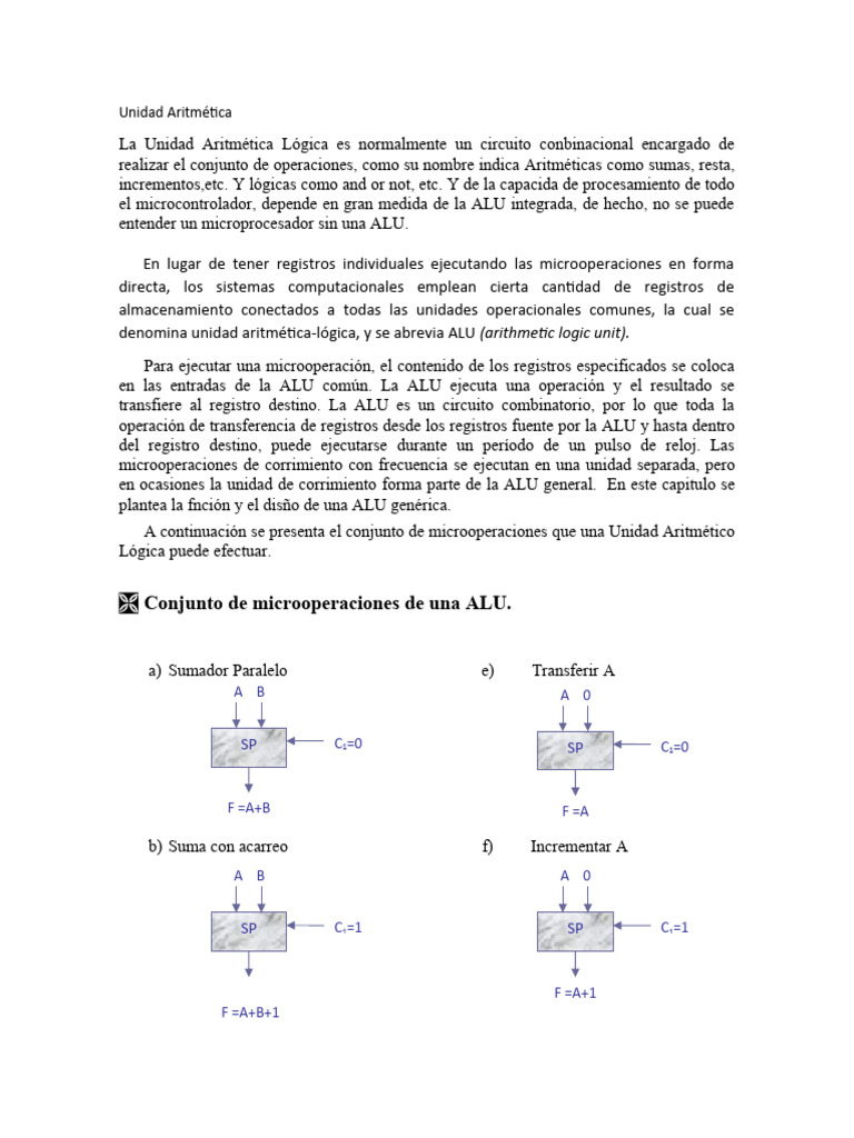 Funciones y Diseño de la ALU | PDF