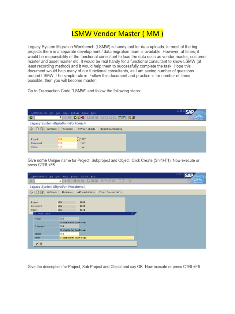 LSMW Vendor Master | PDF