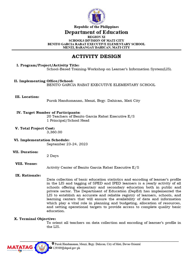 Activity Design 2023 | PDF